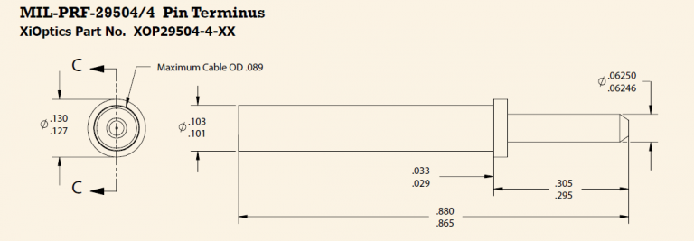 M29504 / 4 Pin Termini - XiOptics 29504 Optical Interconnects